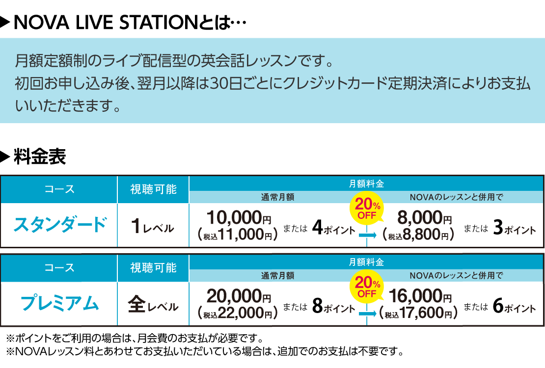 NOVA LIVE STATION お申込み｜NOVA 【公式】